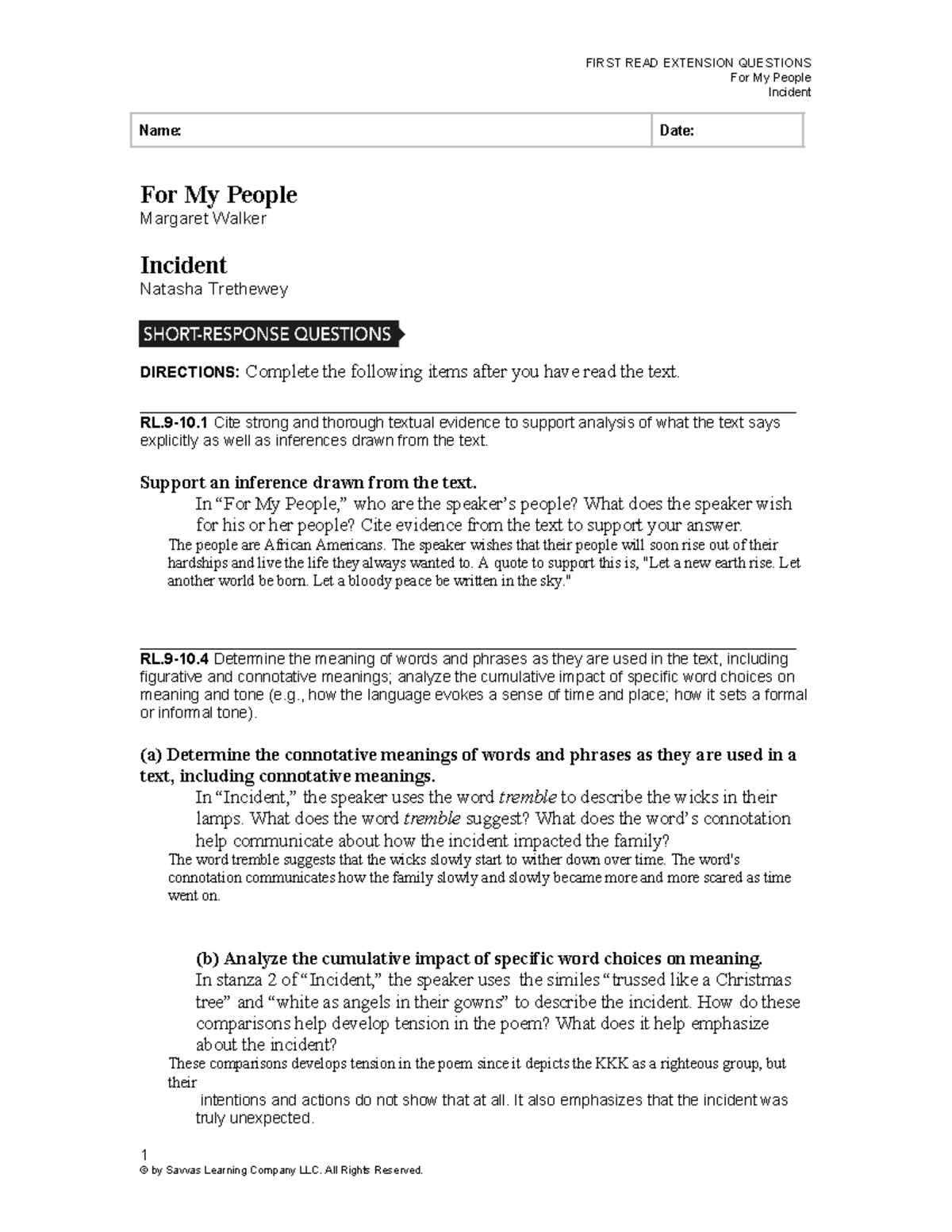 My P-NV C1 G09U3B Walker-1 - FIRST READ EXTENSION QUESTIONS For My ...