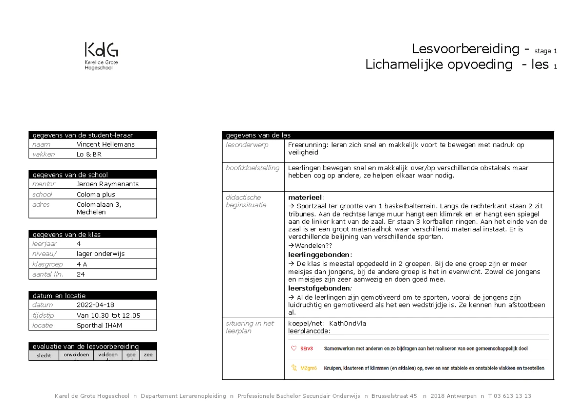 Les 3 - Hurksprong en Wendsprong Lesvoorbereiding - Stage 2 - Studocu