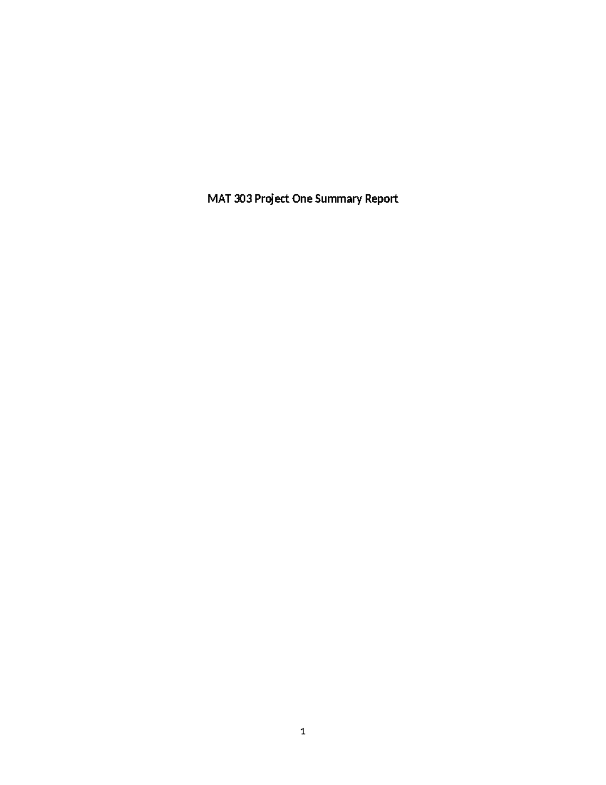 MAT 303 Project 1 Regression Models Analysis and Predictions Report ...