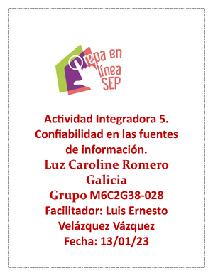 Actividad integradora 5. Reconocer investigaciones - Semana 3 Actividad integradora 5. Reconocer ...