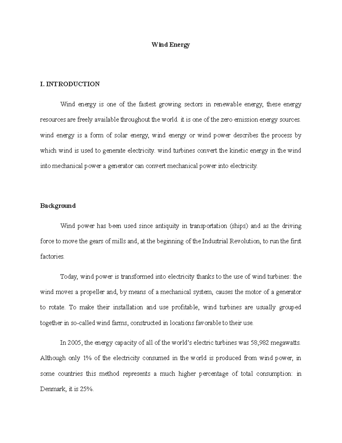 WIND- Energy - Lecture notes lecture - Wind Energy I. INTRODUCTION Wind ...