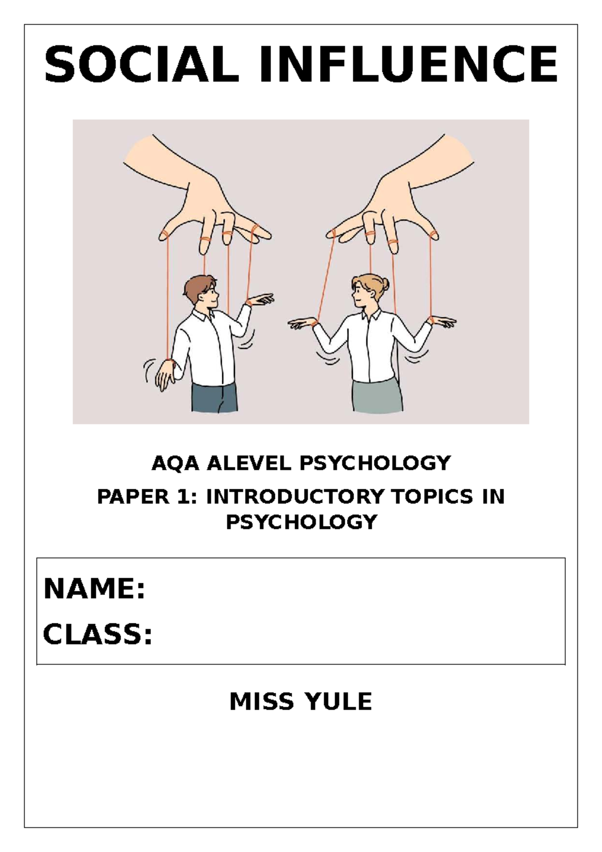 Social Influence AQA A-Level Psychology Paper 1: Key Concepts and ...