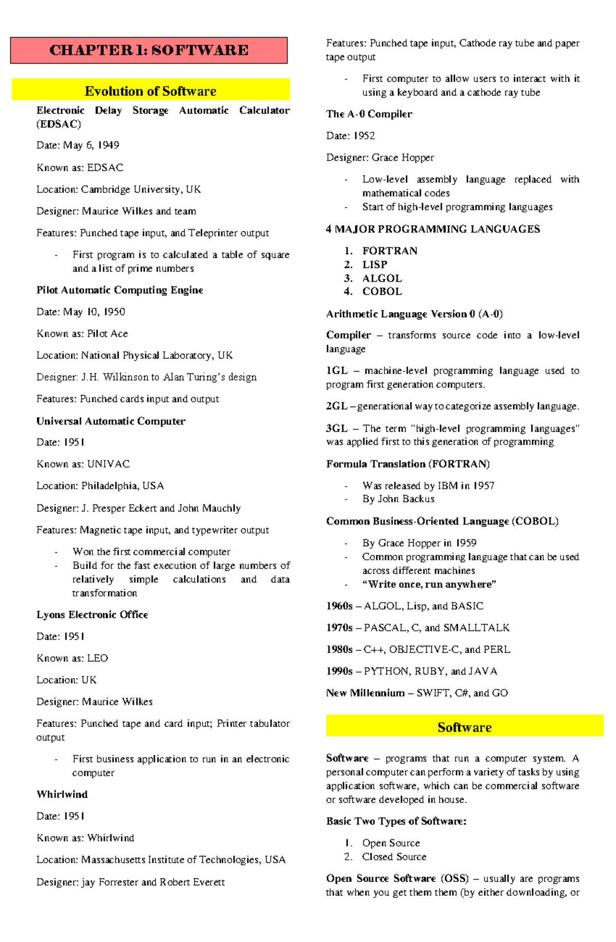 IT-Midterms-reviewer - Electronic Delay Storage Automatic Calculator ...