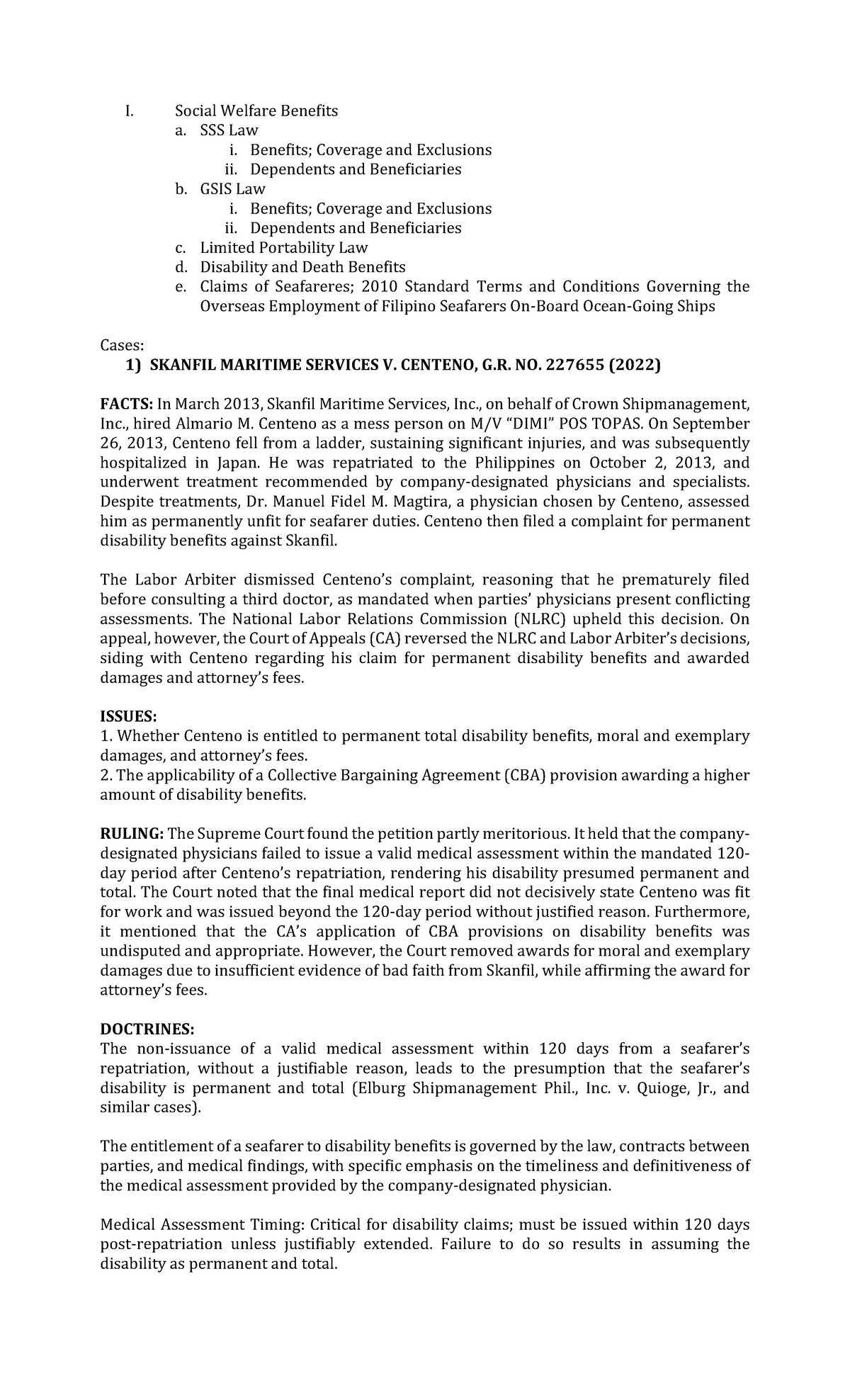 5th Syllabus (Start Finals) Labor Review - Coverage, Benefits, and ...