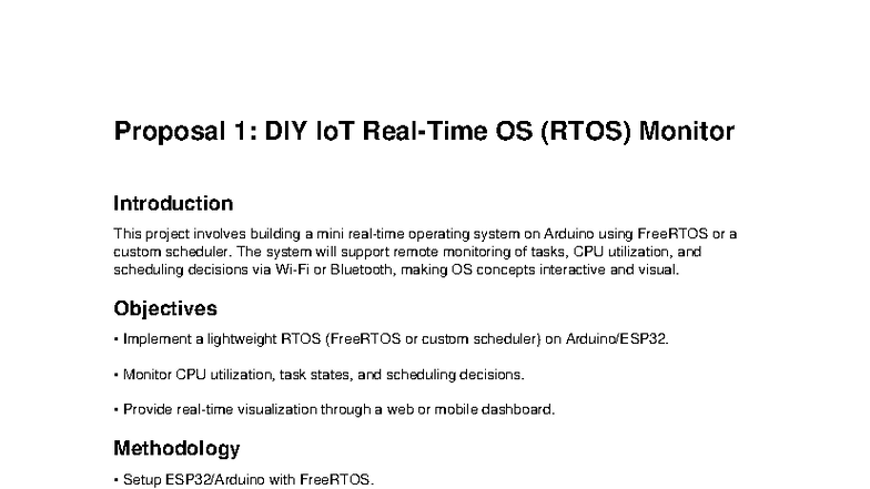 CSE323 Project Proposals: IoT OS Monitor, Toolkit, and ML System - Studocu