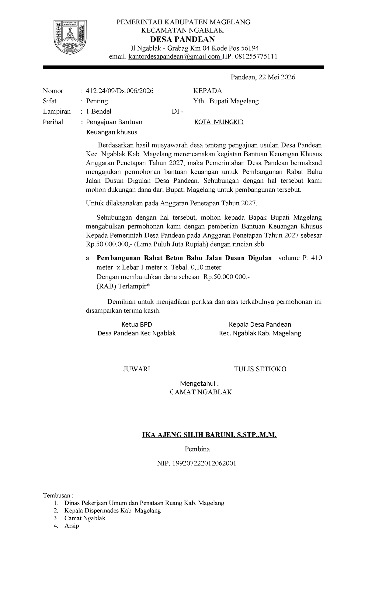 Proposal Bantuan Keuangan Khusus Pembangunan Rabat Beton - Kode 2027 ...