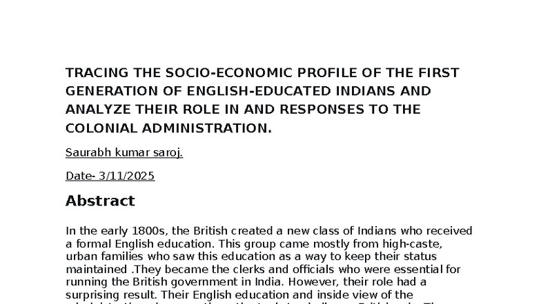 TRACING THE FIRST GENERATION OF ENGLISH-EDUCATED INDIANS IN COLONIAL ...