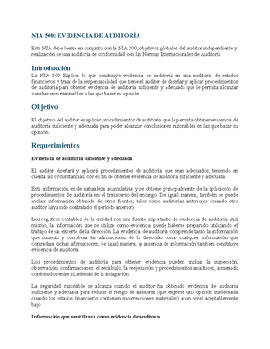 NIA 210 - RESUMEN DE NIA 210 Y EJEMPLO - La norma internacional de ...