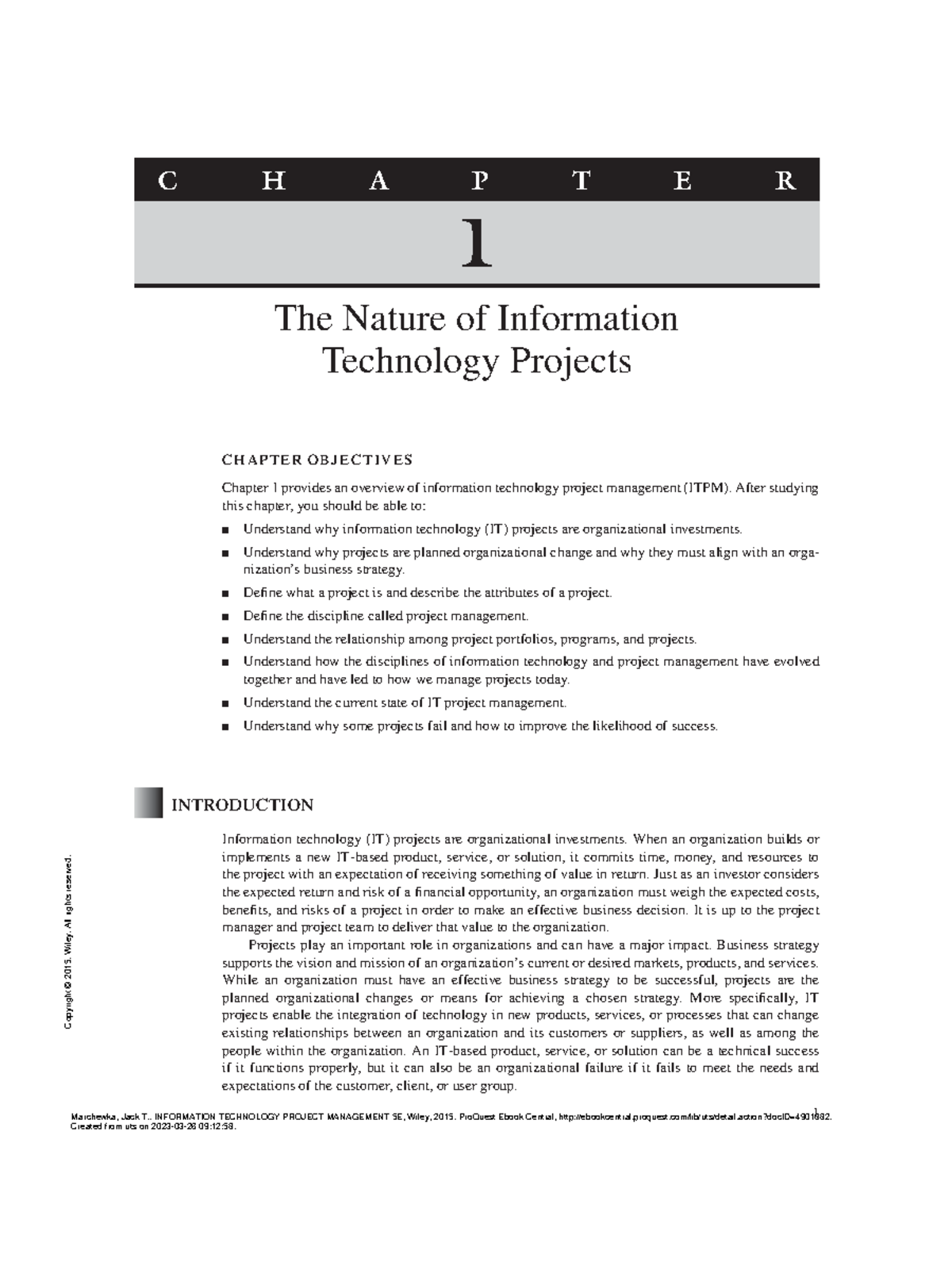 ITPM 5E - Chapter 1: Overview of Information Technology Projects - Studocu