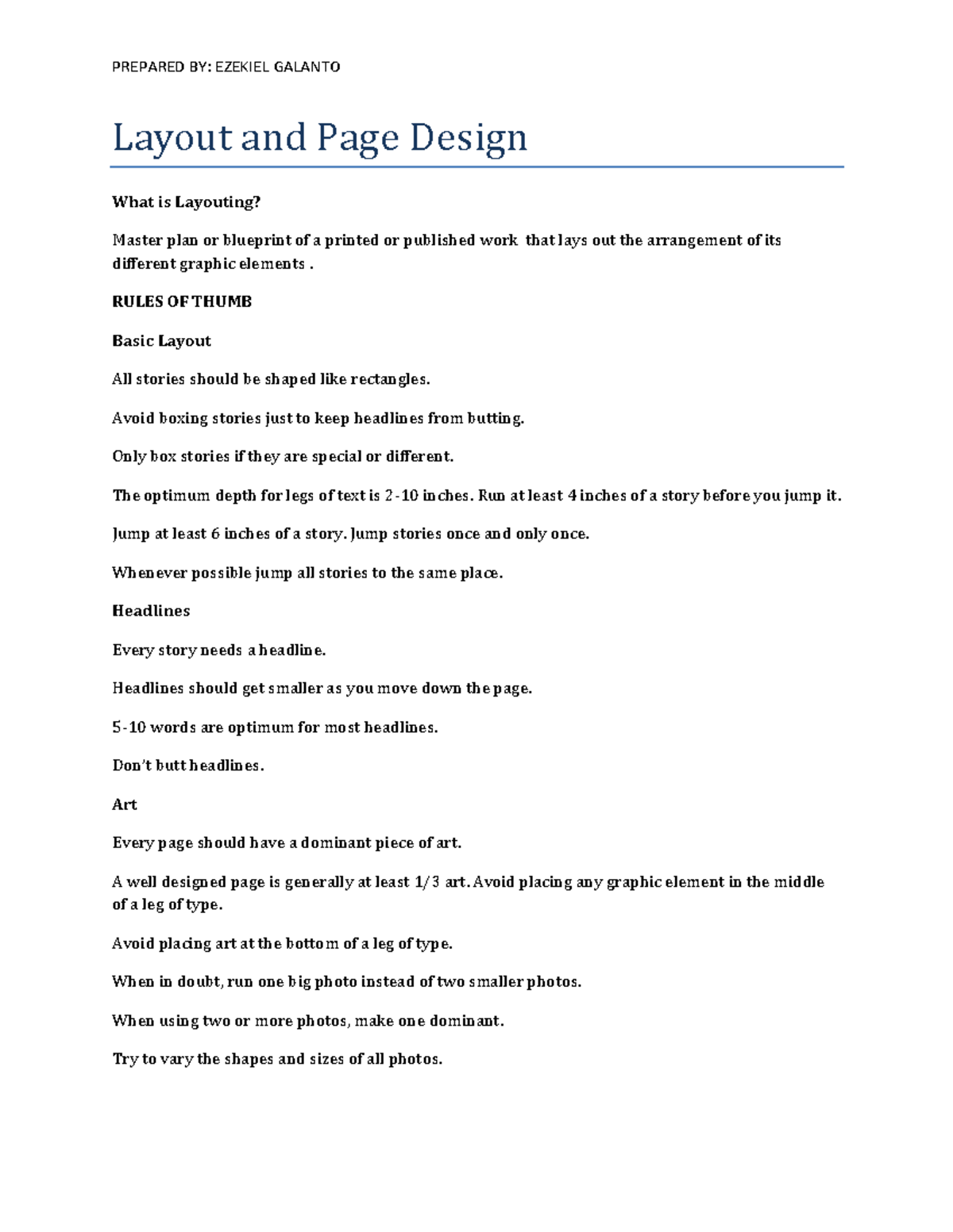 Layout and Page Design Key Points (Prepared by EZEKIEL GALANTO) - Studocu