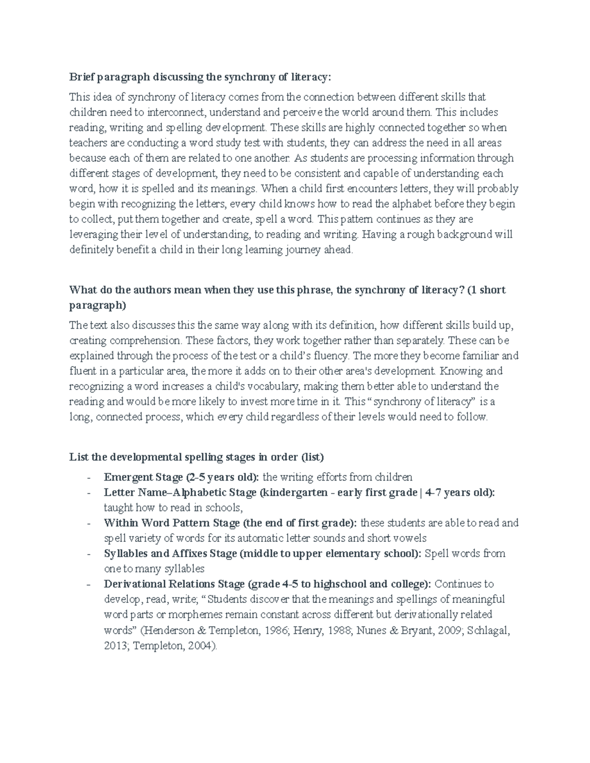 Synchrony of Literacy: Understanding Developmental Stages (Module 2 ...