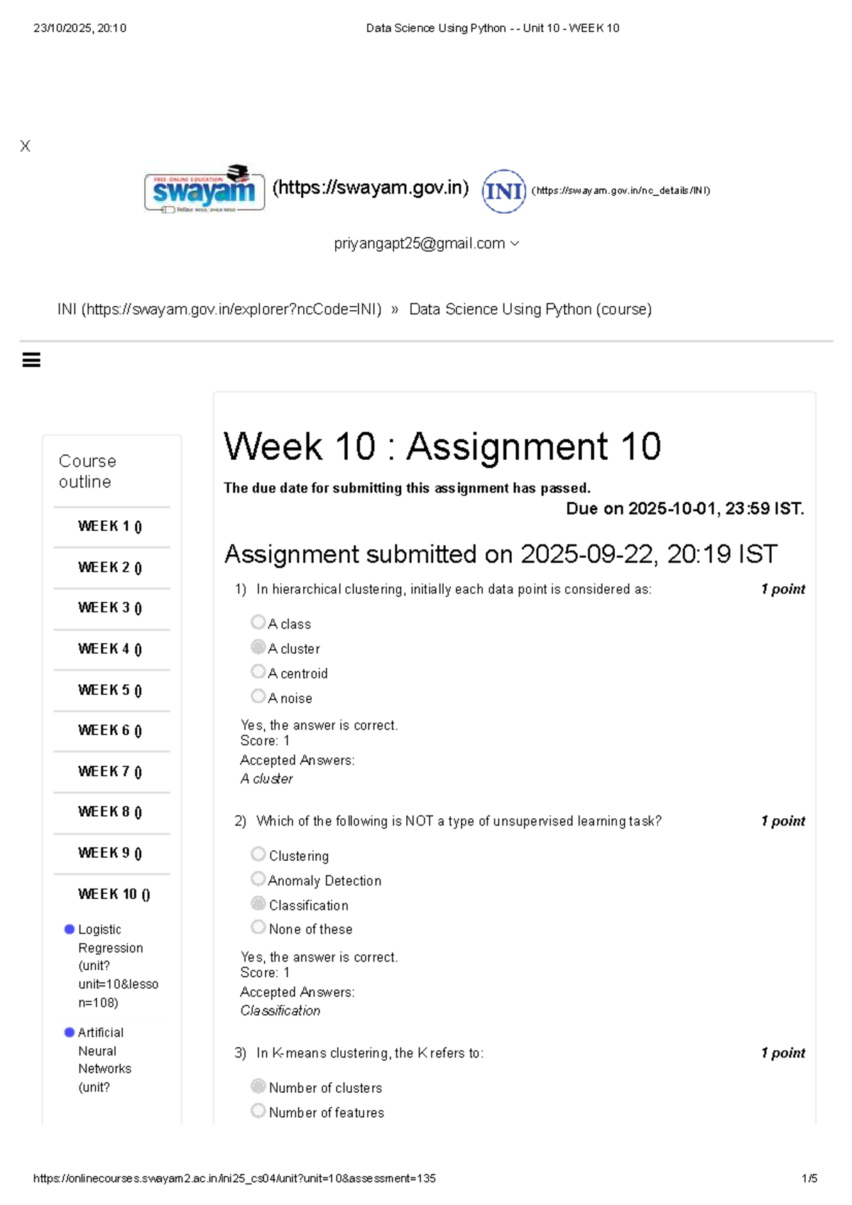 Data Science Using Python 20:10 Unit 10 Week 10 Assignment Notes - Studocu