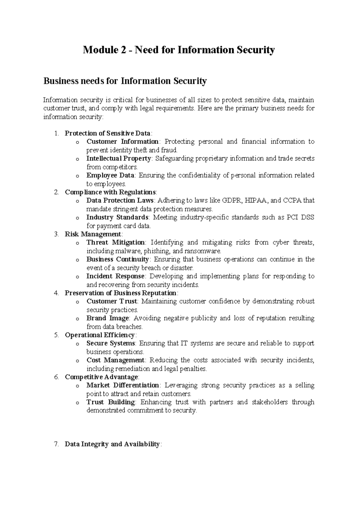 Module 2-IS New - information security notes - Module 2 - Need for ...