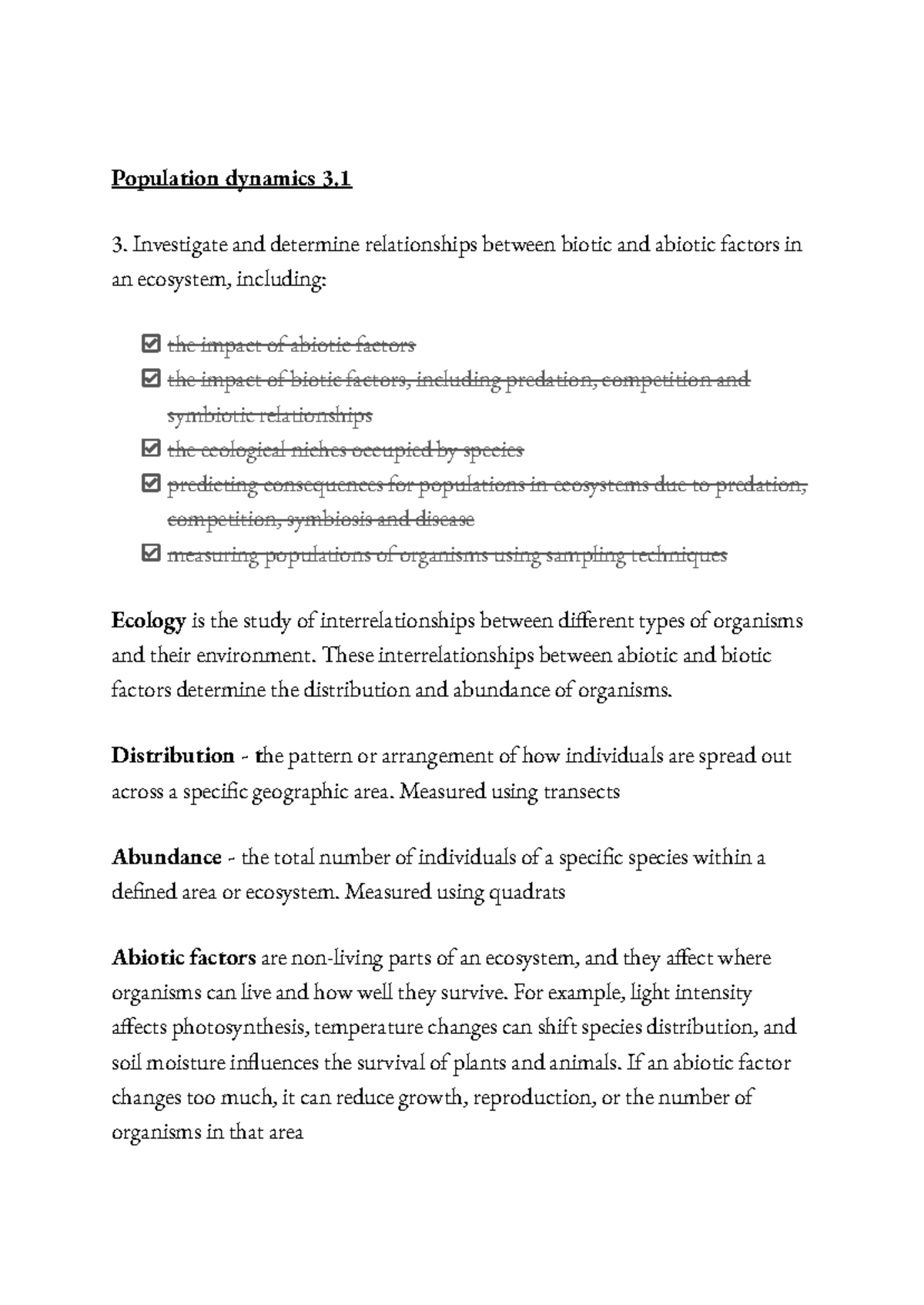 Year 11 Biology Notes: Ecosystem Dynamics & Population Relationships ...