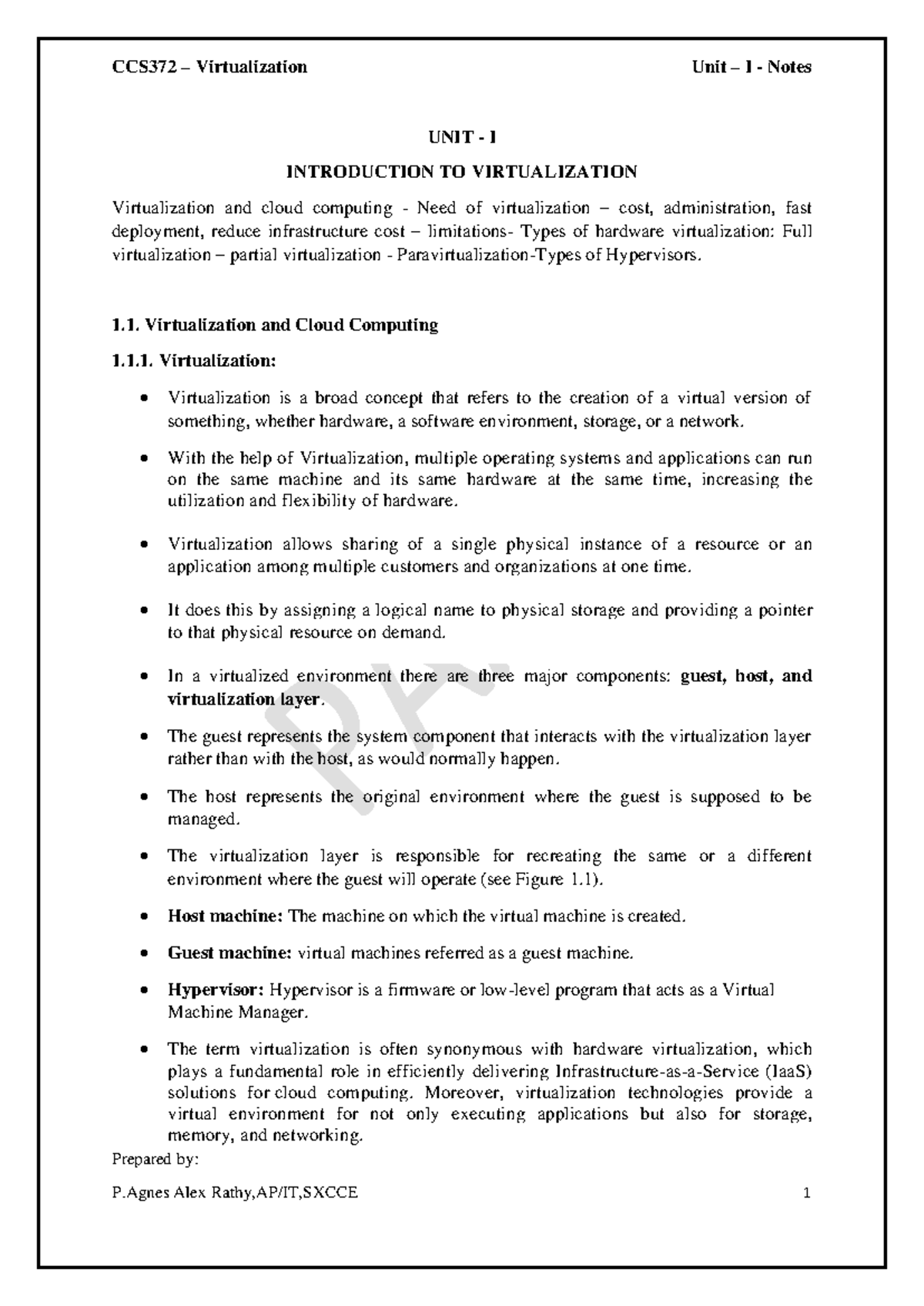 UNIT-I Virtualization: Understanding Its Concepts, Benefits, and Limitations - Studocu
