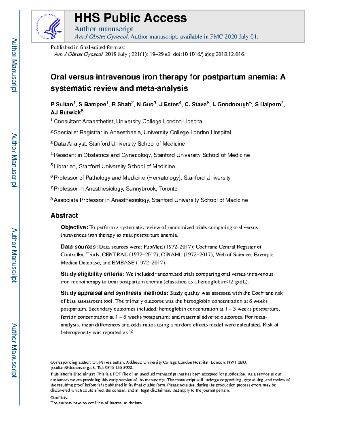 HHS 221: Systematic Review of IV vs Oral Iron for Postpartum Anemia ...
