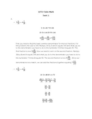 Finite Mathematics QTT2 Task 3 Analysis and Summary - Studocu