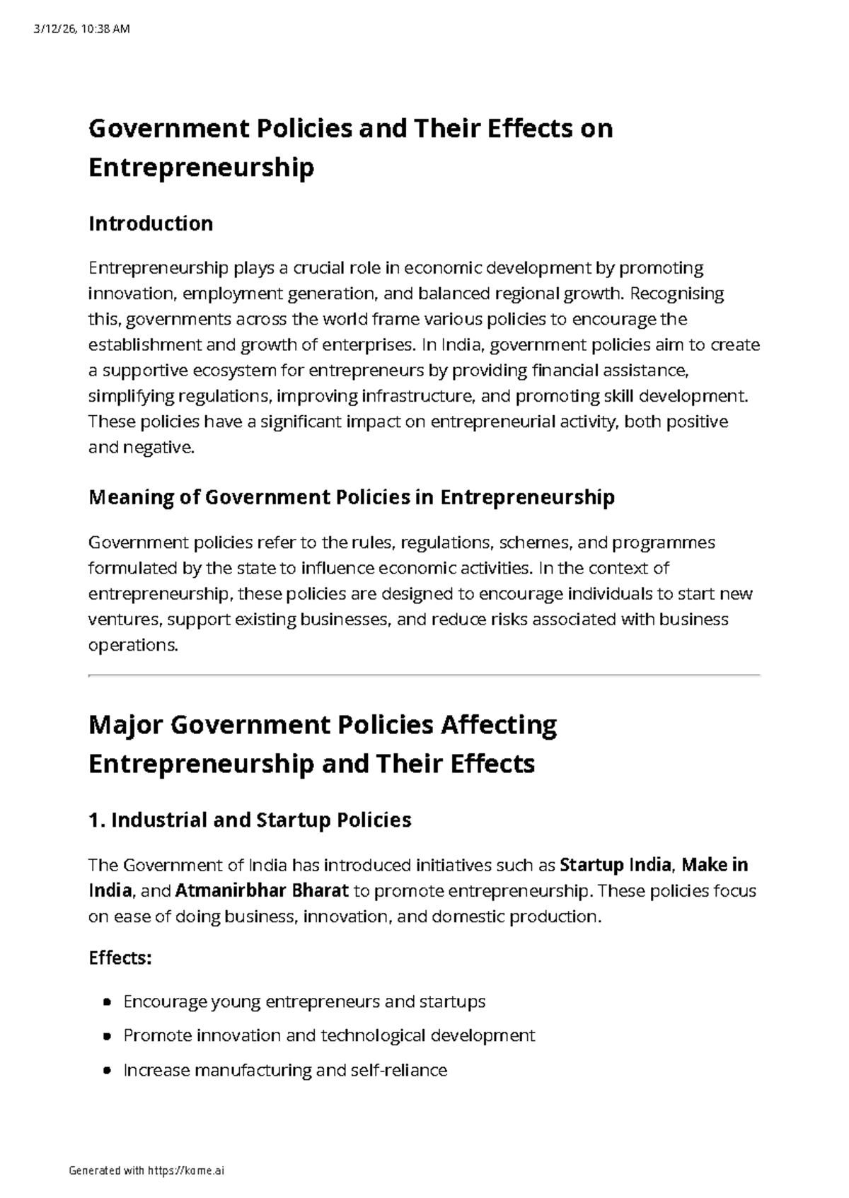 10:38 AM Government Policies and Their Impact on Entrepreneurship - Studocu