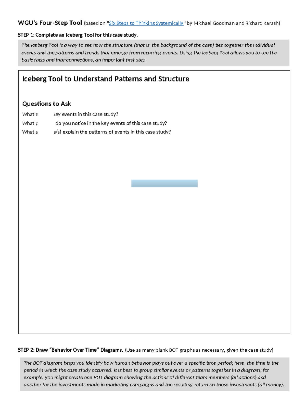 WGU Four Steps Tool: A Guide to Systems Thinking Analysis - Studocu