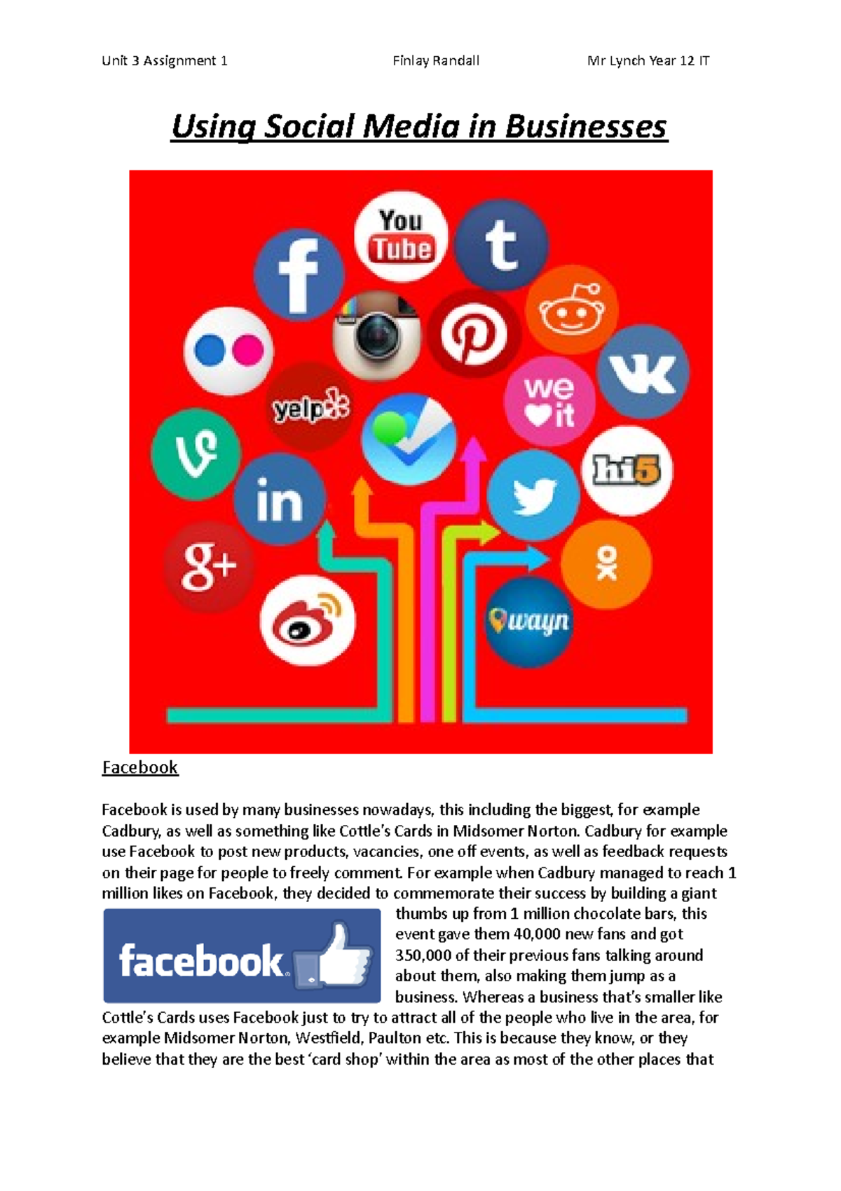 Unit 3 Assignment 1 It Btec Level 3 Using Social Media In Businesses