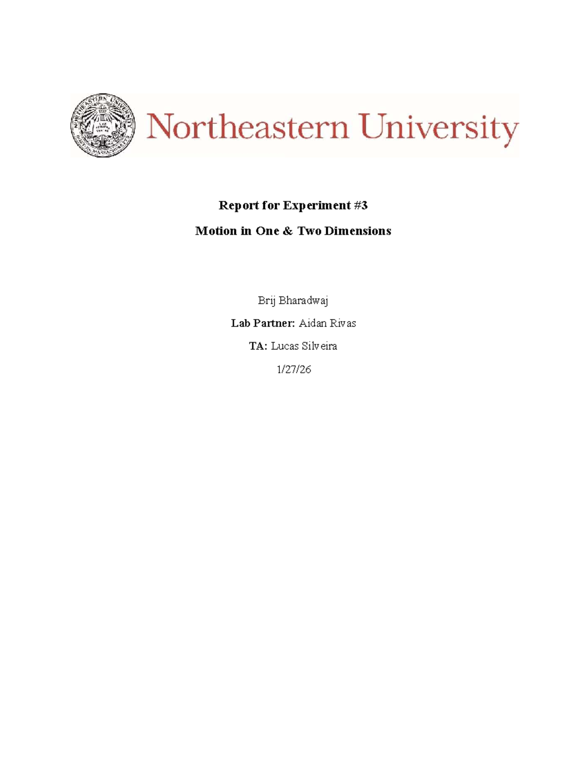 Lab Report Exp#3: Motion in 1D & 2D Analysis of Hover Puck - Studocu