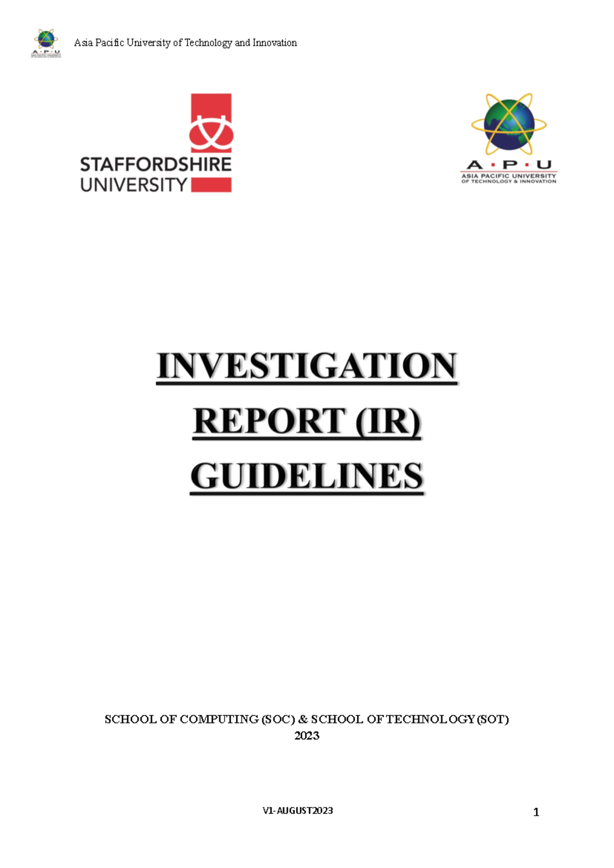 New IR Structure Guidelines - SCHOOL OF COMPUTING (SOC) & SCHOOL OF ...
