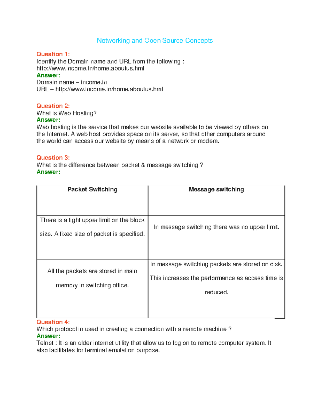 Networking and Open Source Concepts (CS101): Key Protocols and Topologies - Studocu