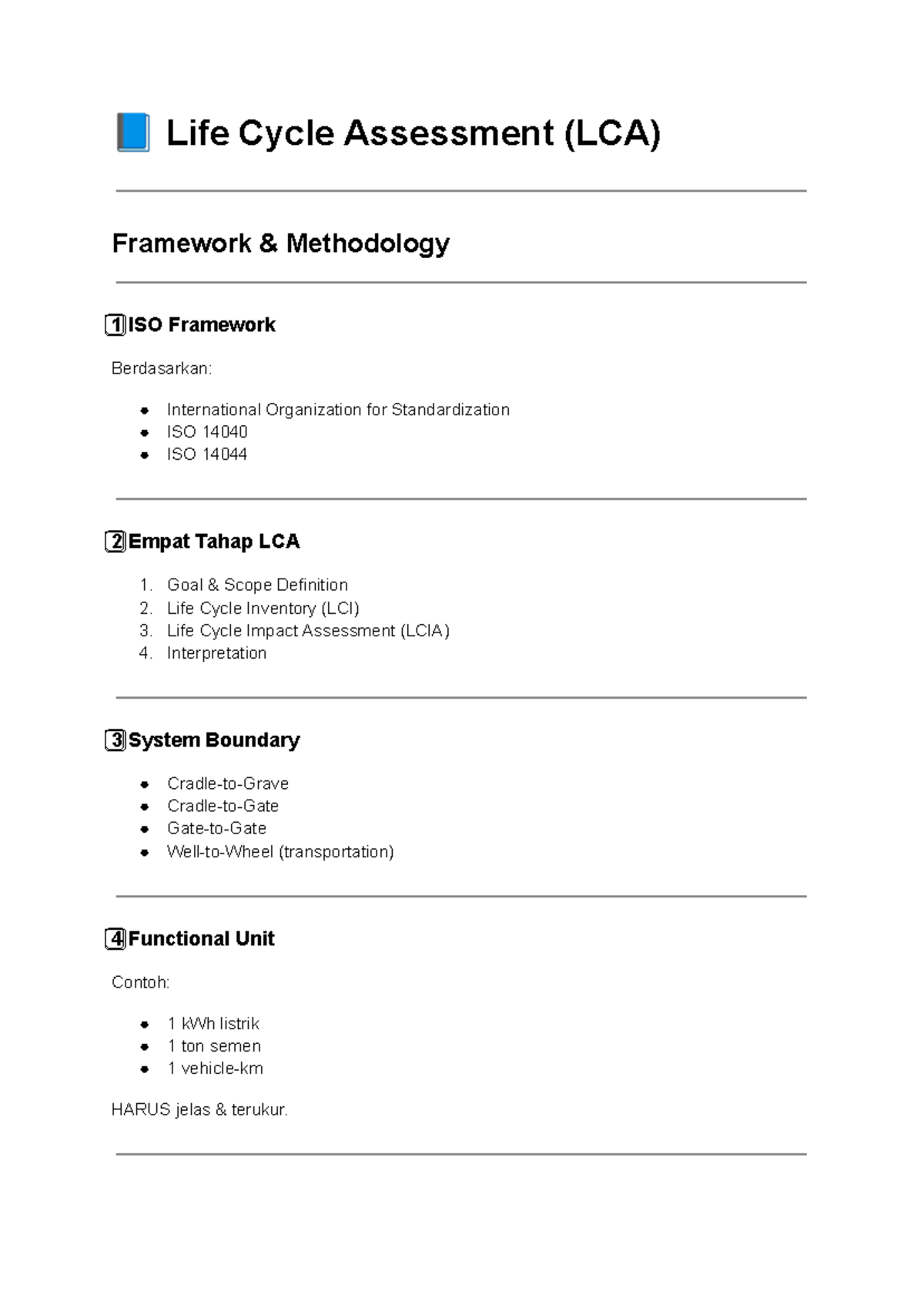 LCA Notes - Life Cycle Assessment Methodology ISO 14040/44 - Studocu