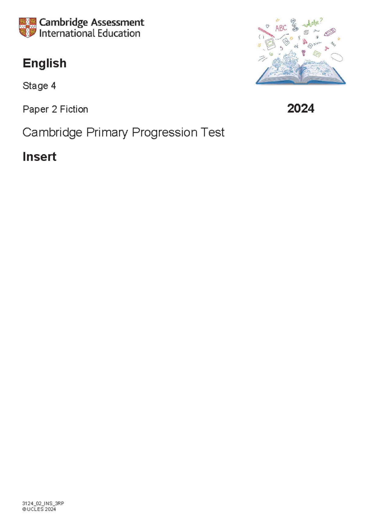 English Stage 4 Progression Test Paper 2: Fiction Extract 3124_02_INS ...