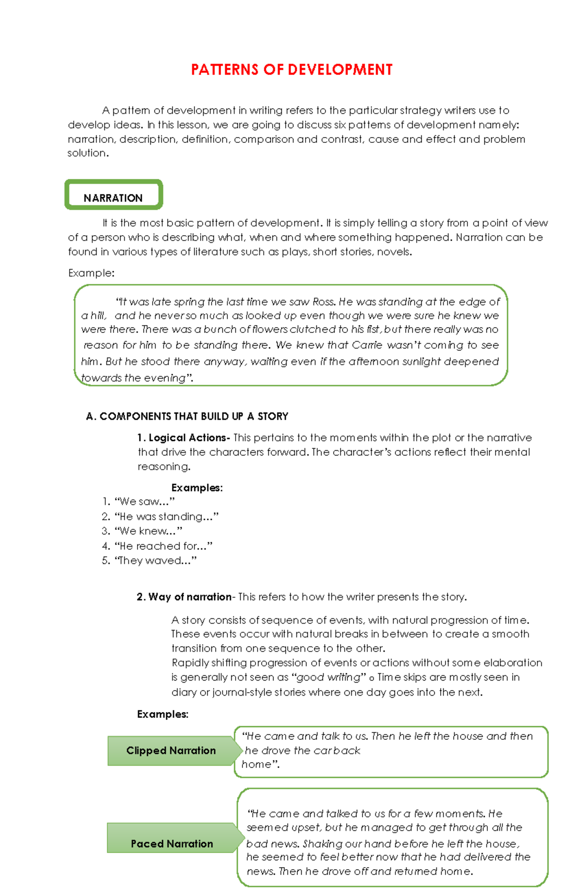 Lesson 3 R&W - Understanding Patterns of Development - Studocu