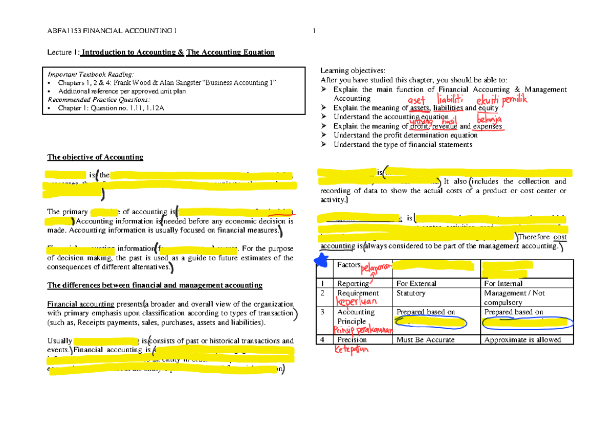 Lecture 1 Introduction to Accounting and the Accou 250214 133125 ...