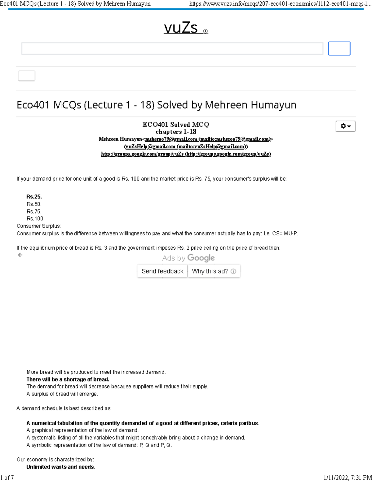 Eco401 MCQs (Lecture 1 - 18) Solved by Mehreen Humayun - vuZs (/) Eco401 MCQs (Lecture 1 - 18 ...
