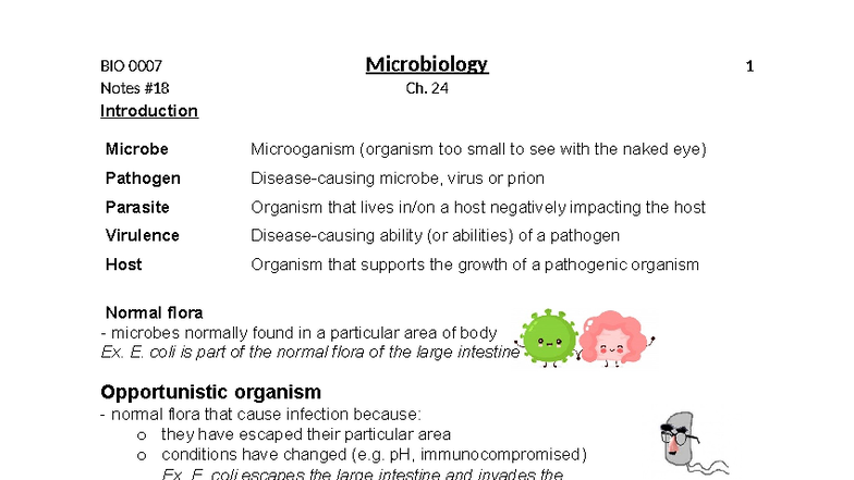 AP18 Microbiology Notes: Introduction to Microbes & Pathogens Ch. 24 ...