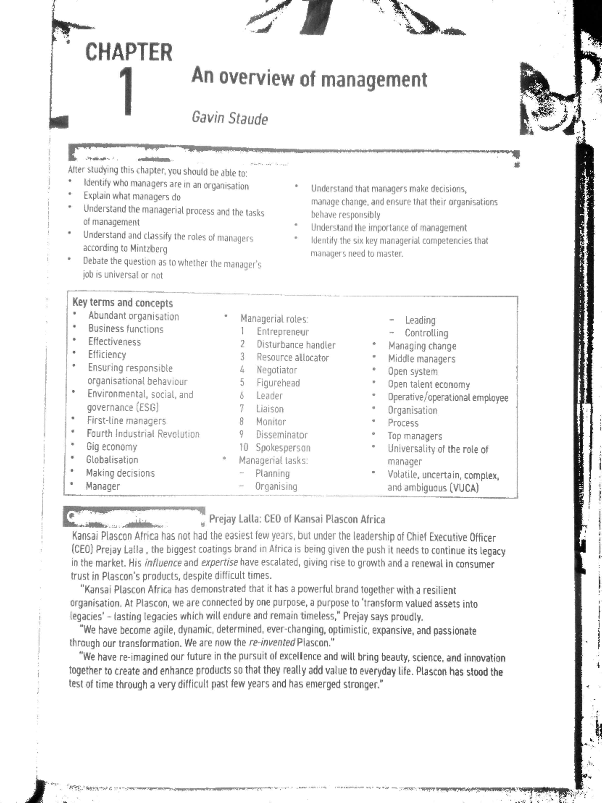 BMA 2A Chapter 1: Management Overview and Key Concepts - Studocu