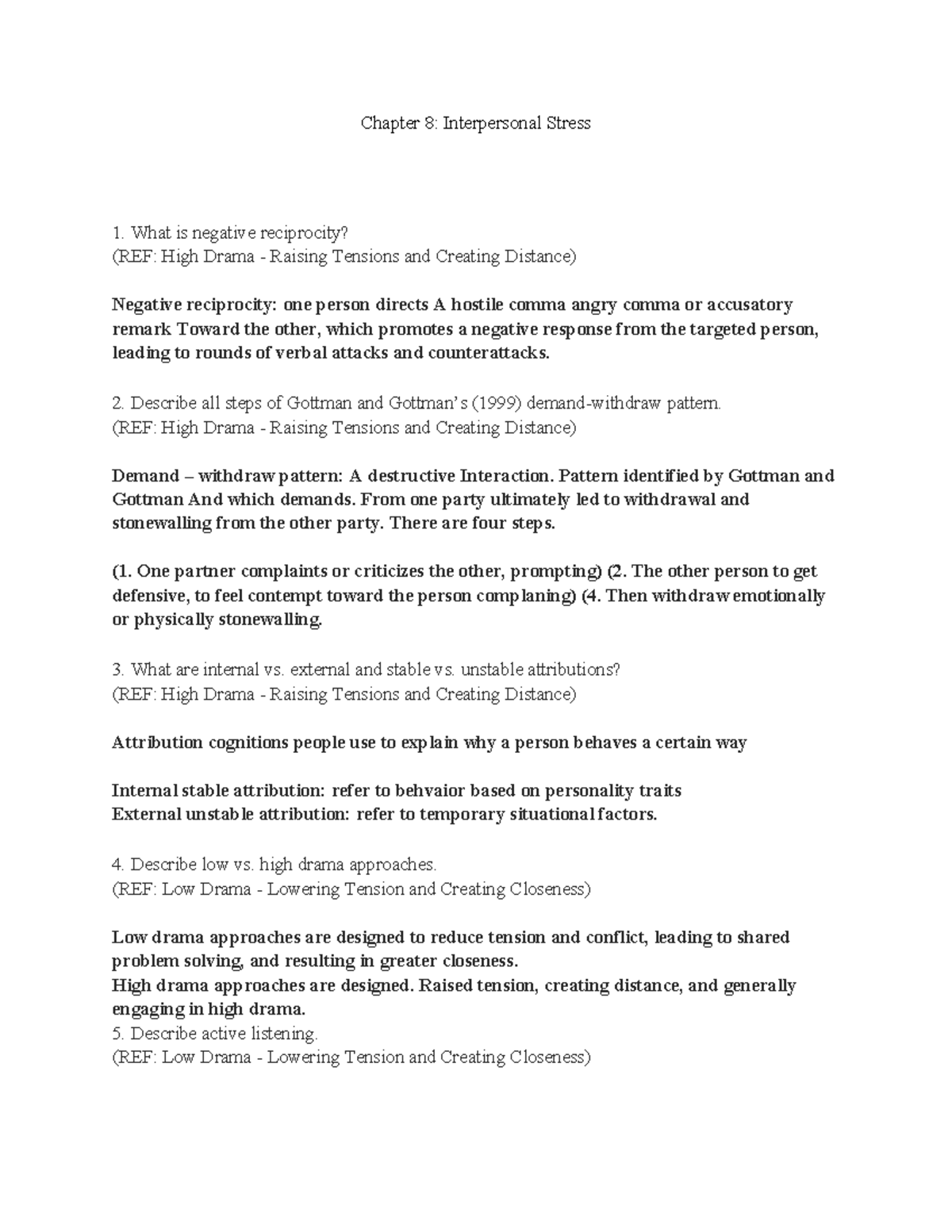 Chapter 8: Interpersonal Stress - Key Concepts and Insights - Studocu