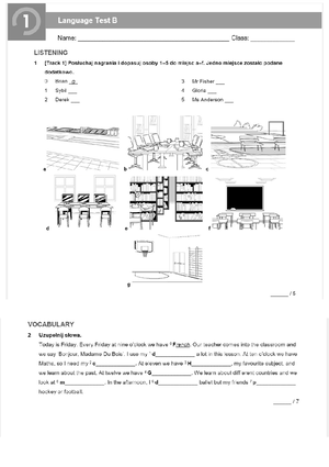 Ang. klasa unit 3a - brak - Imię Klasa Nazwisko Hello Explorer 3 Test 3 ...