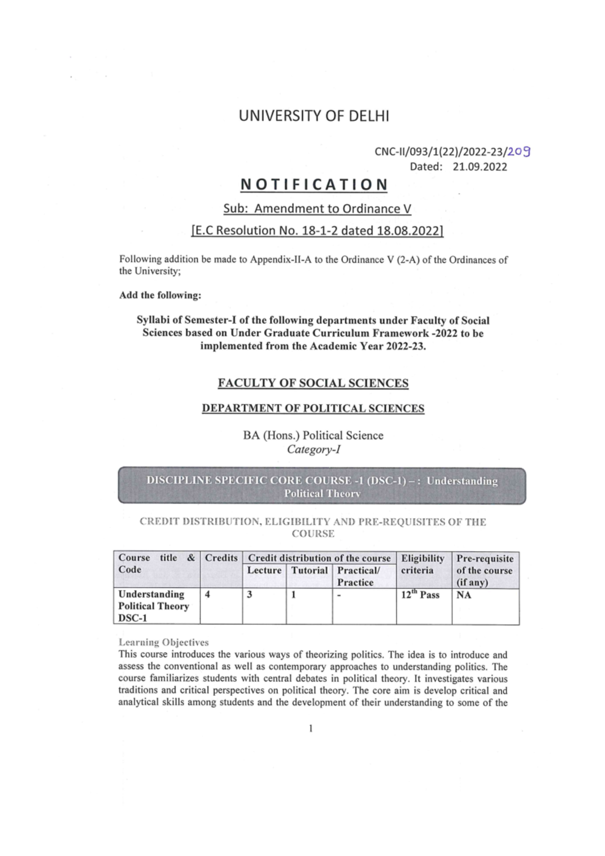 Political Science NEP Syllabus Overview and Key Concepts - Studocu