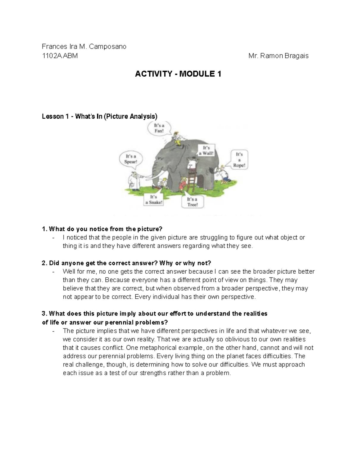 Philosophy 1102A: Picture Analysis - Lesson 1 Insights and Reflections ...