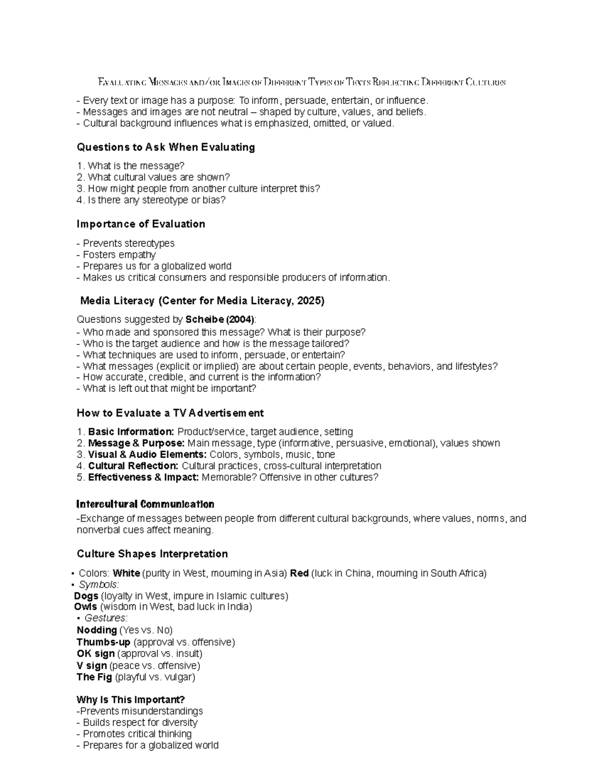 Evaluating Messages: Cultural Reflections and Media Literacy Notes ...