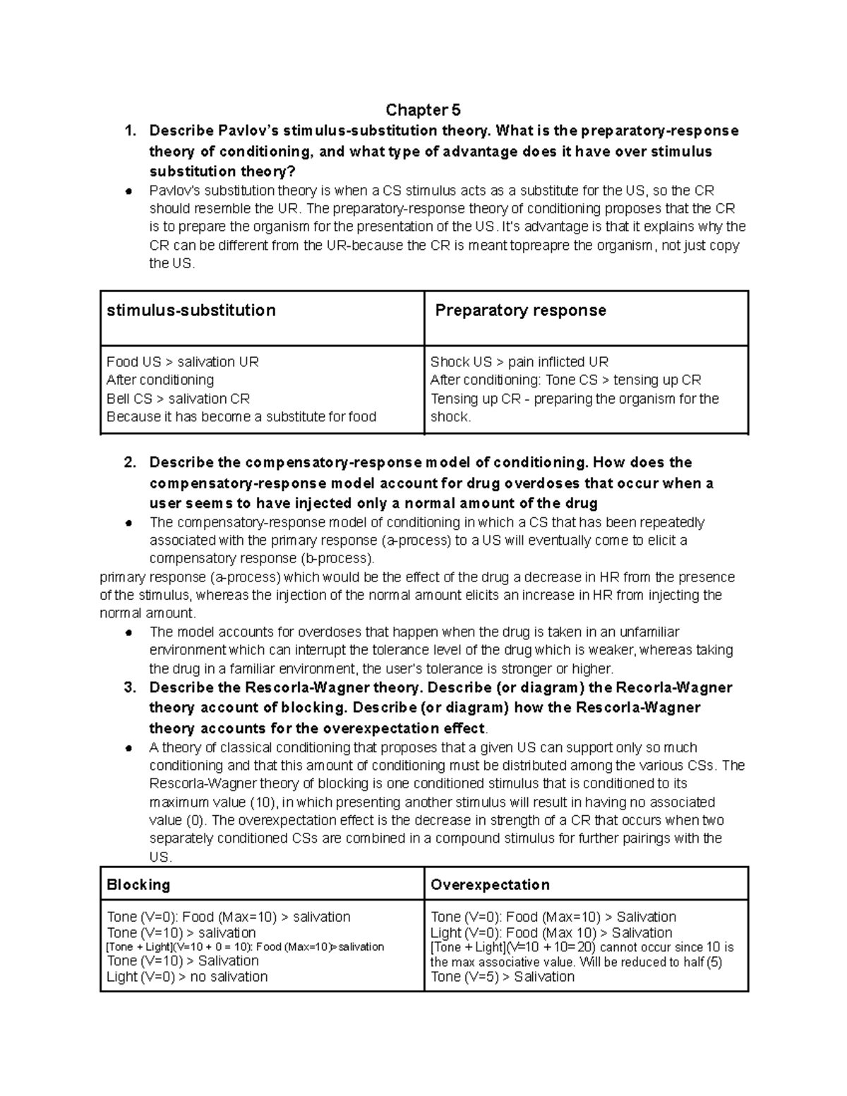 Chapter 5: Classical Conditioning Theories and Experiments - Studocu
