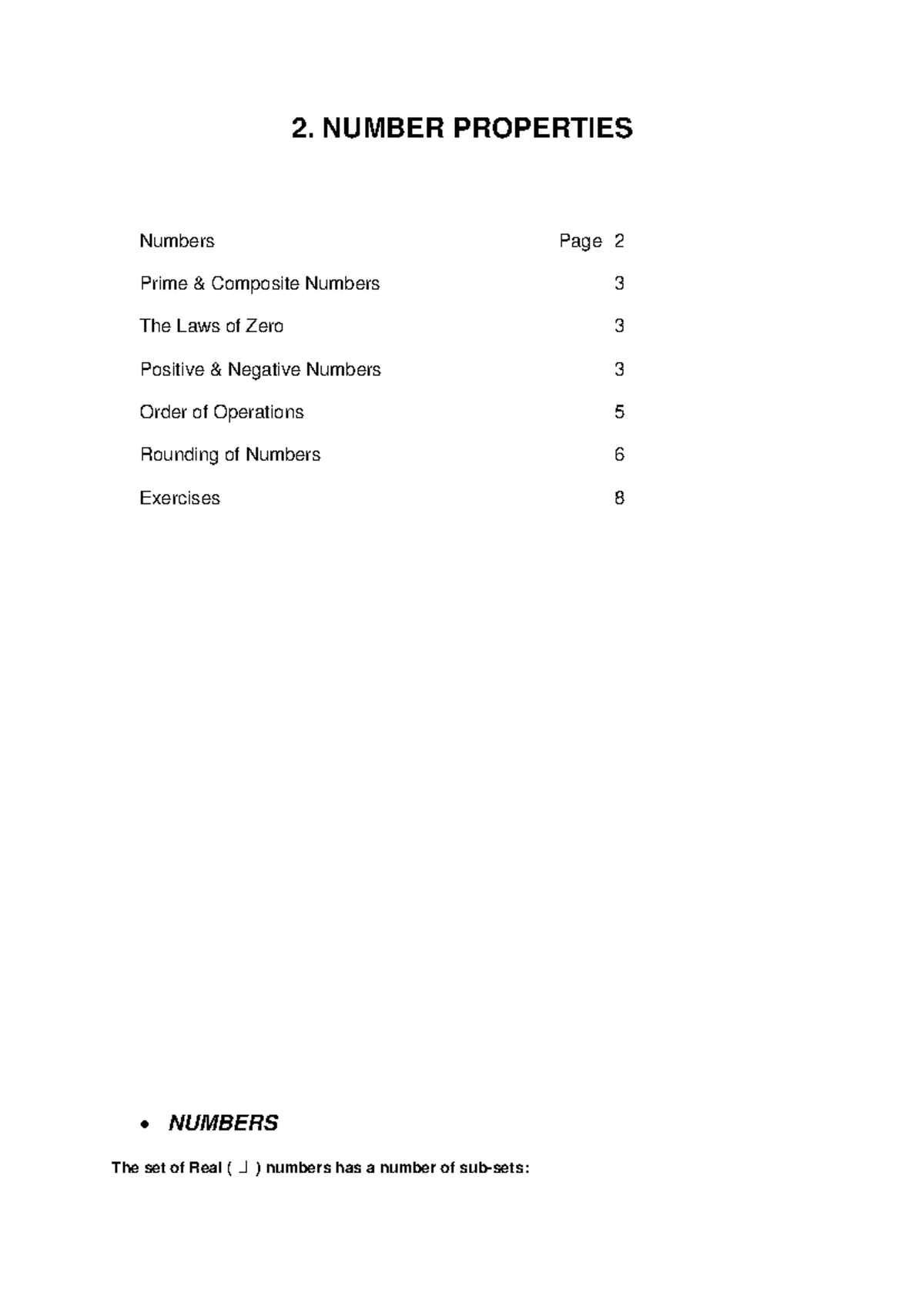 Number Properties - Key Concepts and Exercises for Review - Studocu