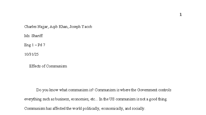 Eng 1 Pd 7: Effects of Communism in Animal Farm Context - Studocu