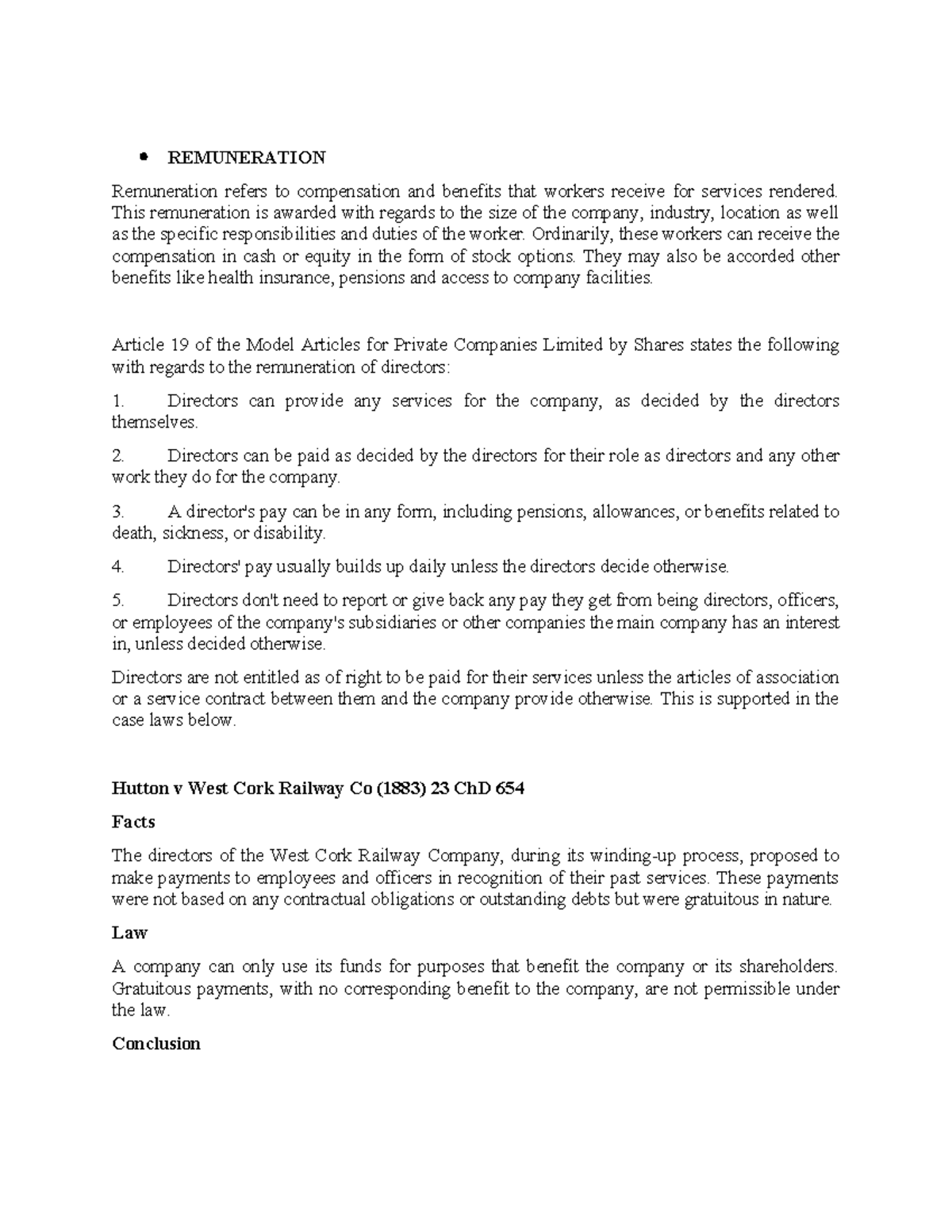 LBA: Comprehensive Overview of Directors' Remuneration and Legal ...