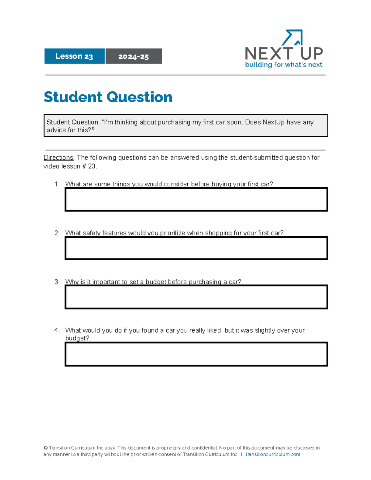 Lesson #23 Student Question (2024-25) - Lesson 23 2024- Student ...