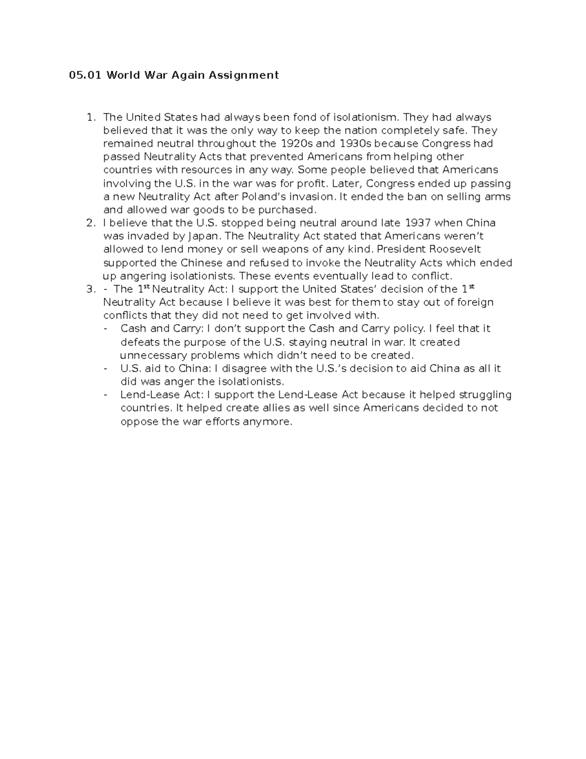 05.01 WW Again Assignment: U.S. Neutrality and Involvement Analysis ...