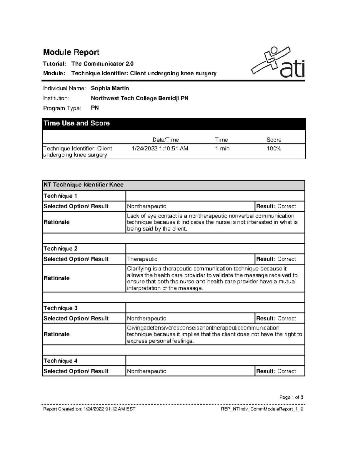 Communicator Case Study Report (NT) for Knee Surgery Techniques - Studocu