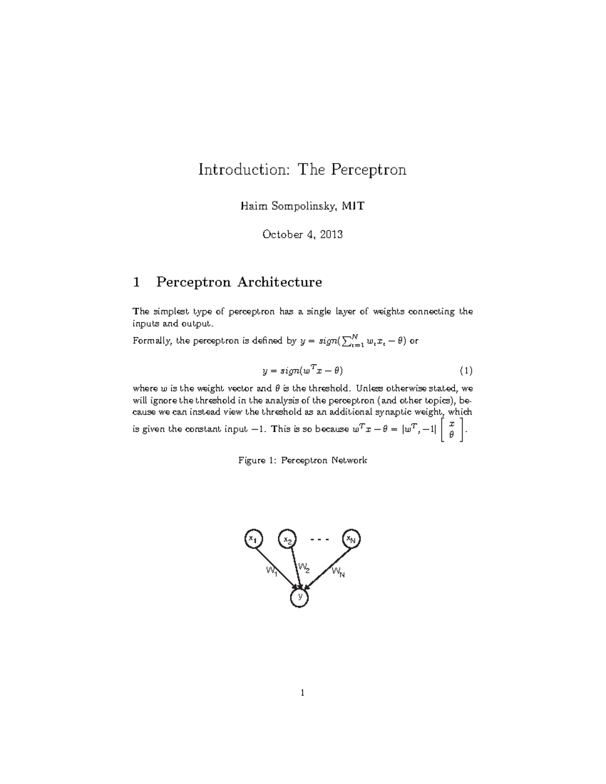 Perceptron Architecture Overview: Key Concepts and Insights - Studocu
