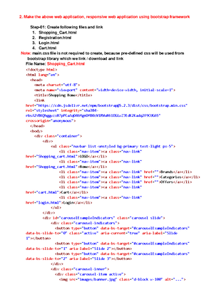 Node js-manual - CSE - 1. Build a responsive web application for shopping cart with registration ...