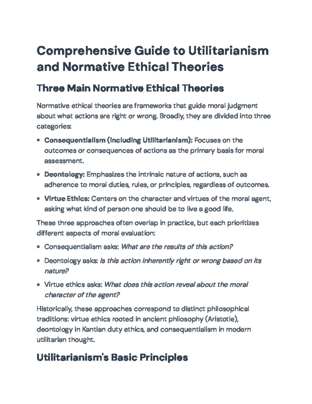 Utilitarianism and Normative Ethical Theories: A Comprehensive Overview ...