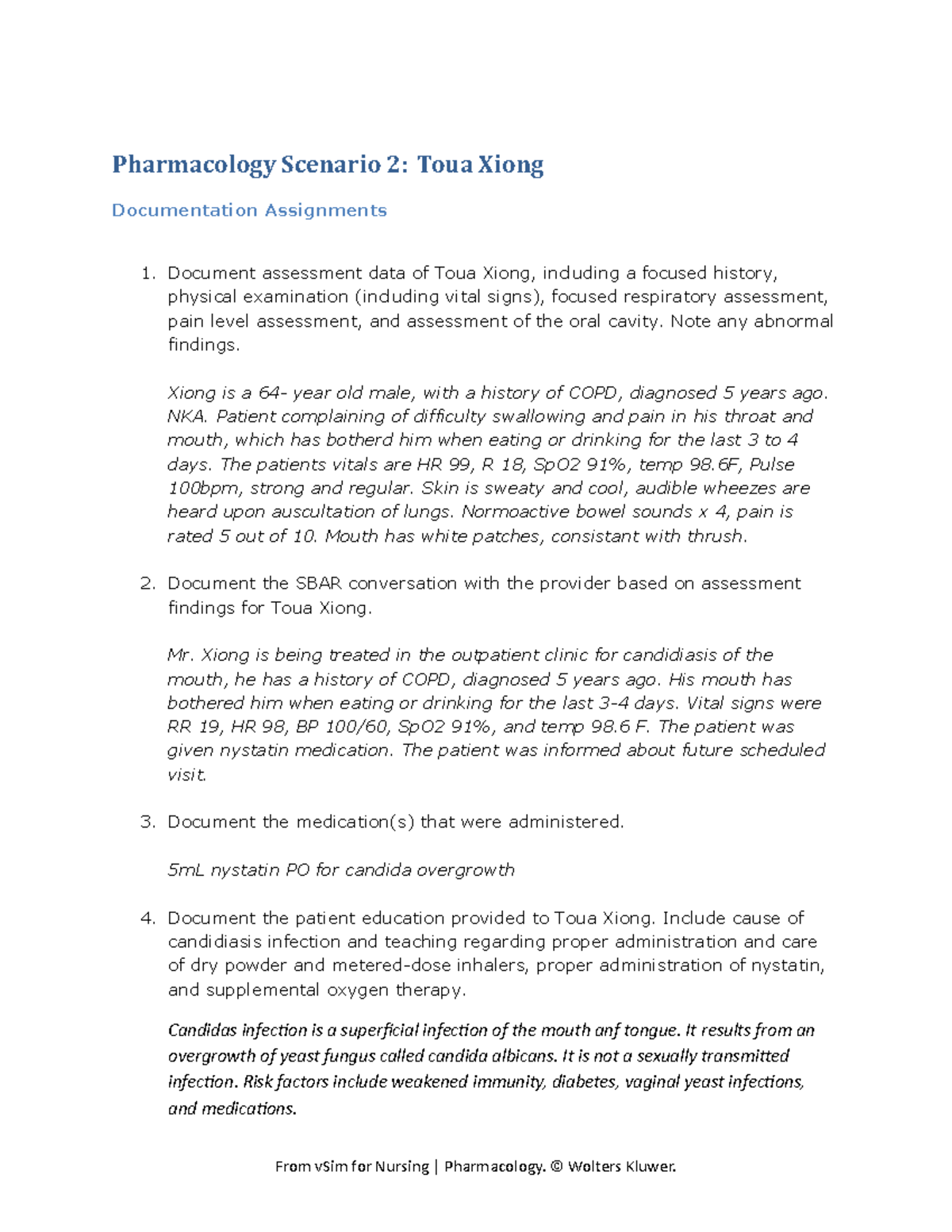 reflection Documentation - Pharmacology Scenario 2: Toua Xiong ...